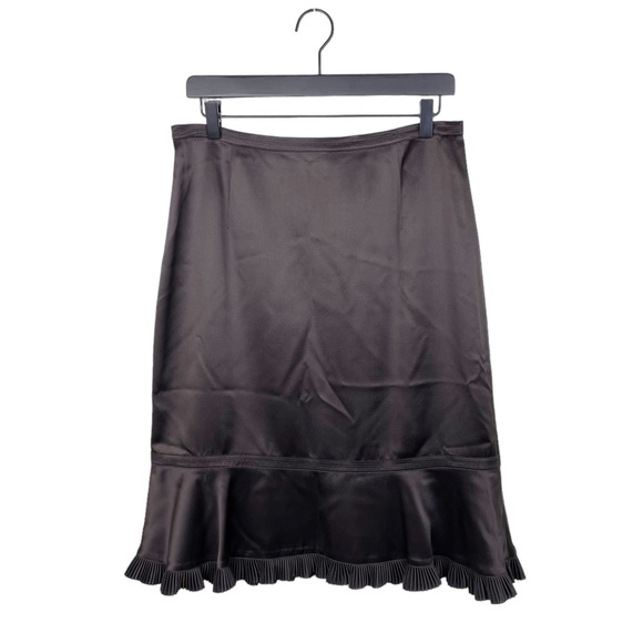 Talbots | Skirts | Vintage Talbots 0 Silk Chocolate Brown Ruffle Hem ...